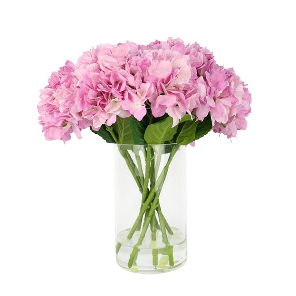 Pink Artificial Hydrangea Arrangement in Cylindrical Vase - Tall IHR-H