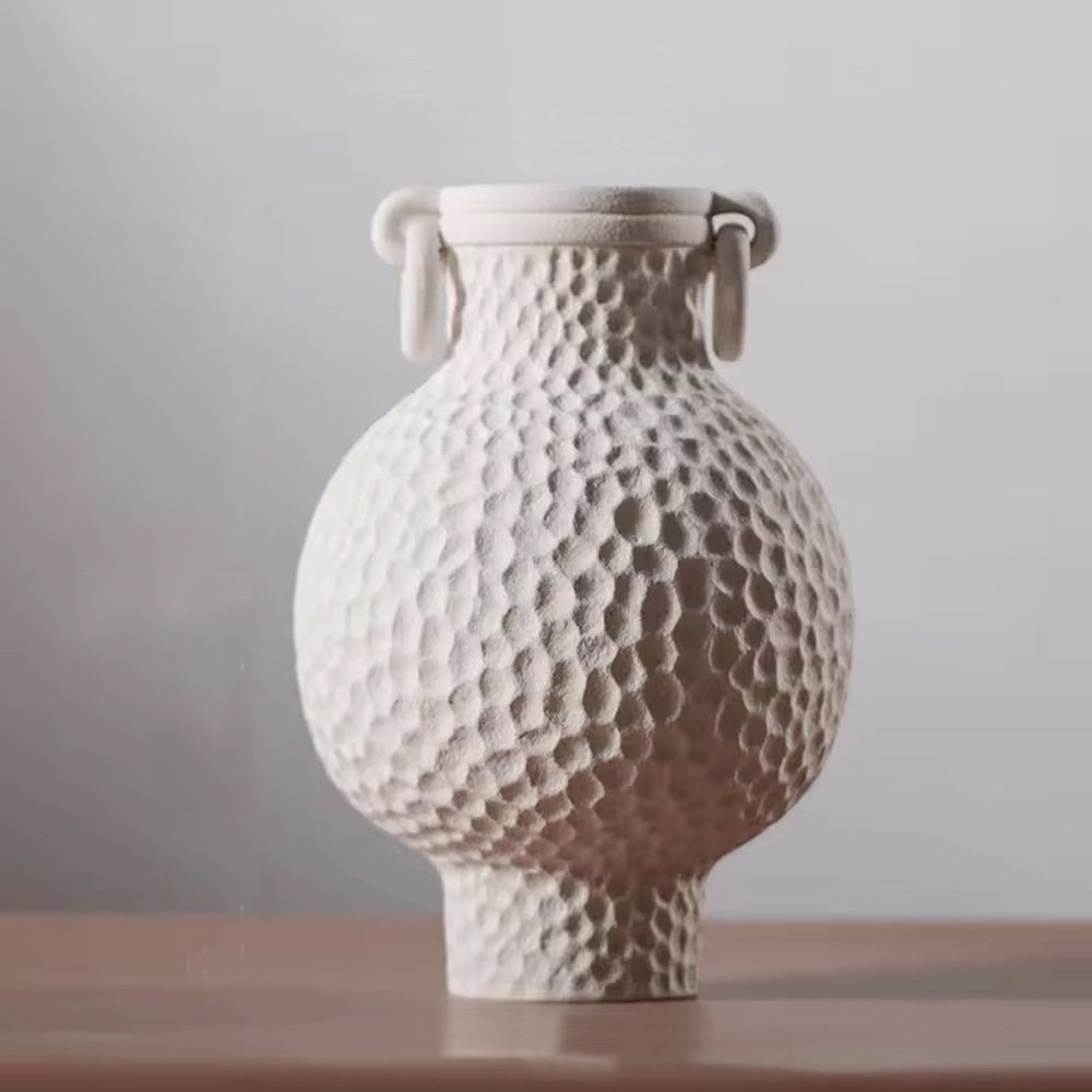 Offwhite Colored Ceramic Vessel with Handle Detail LT1000-A