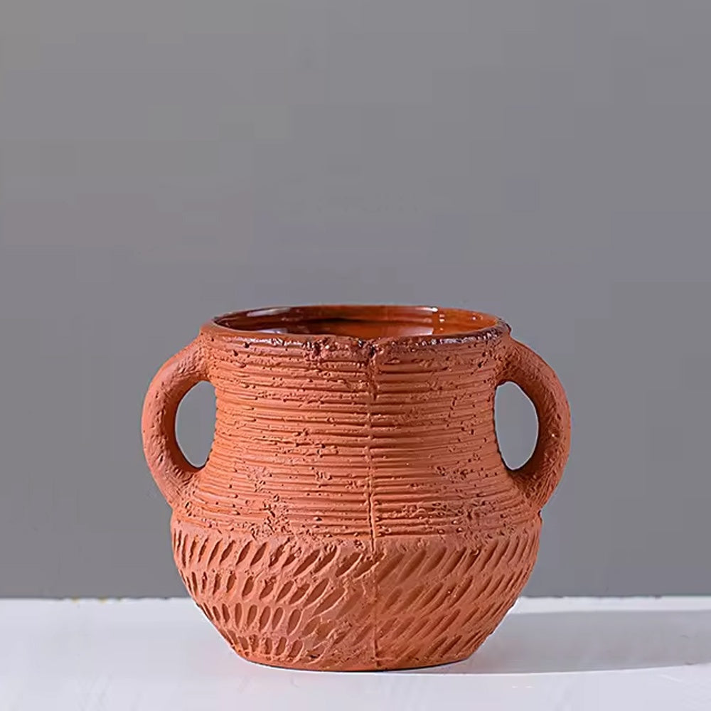 Clay Colored Ceramic Vessel with Handle Detail LT1002-C