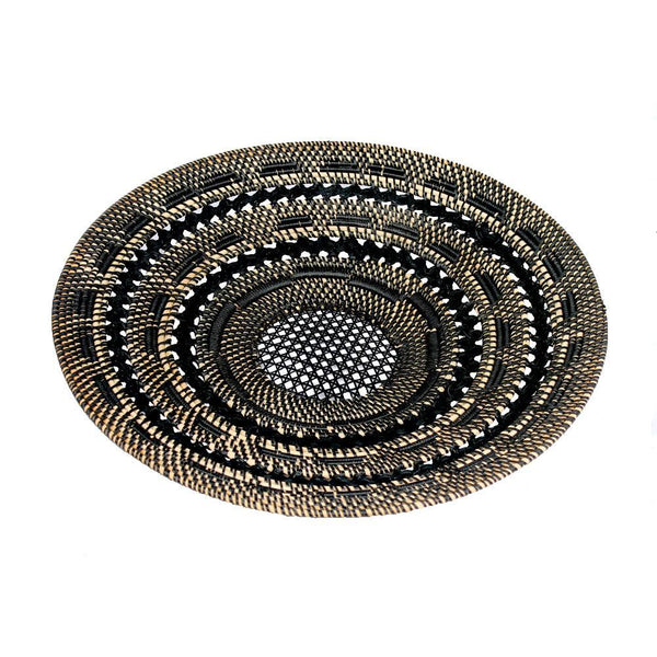 Black Woven Rattan Decorative Plate