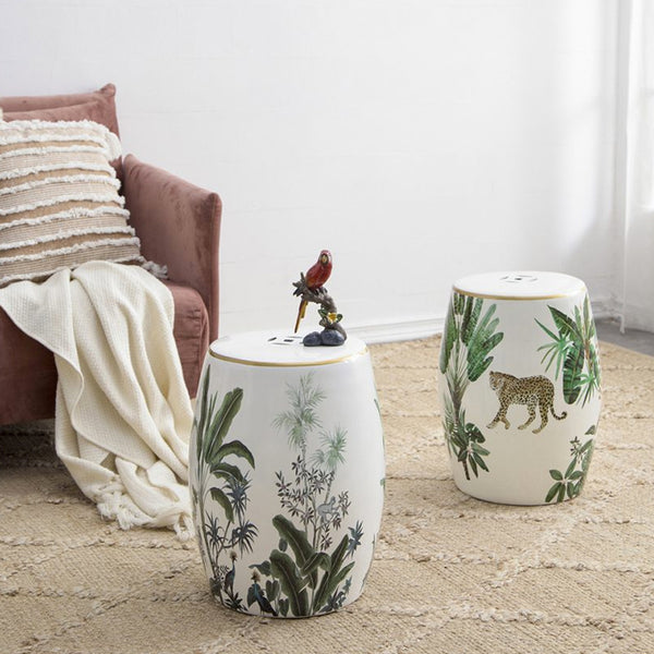 White Ceramic Stool 60683-DS